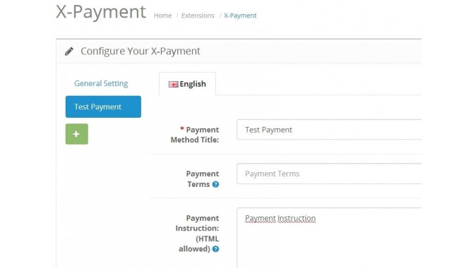 X-Payment (Custom Payment Method) for OpenCart v1.5.x - 3.x X-Payment (Custom Payment Method) for OpenCart v1.5.x - 3.x
